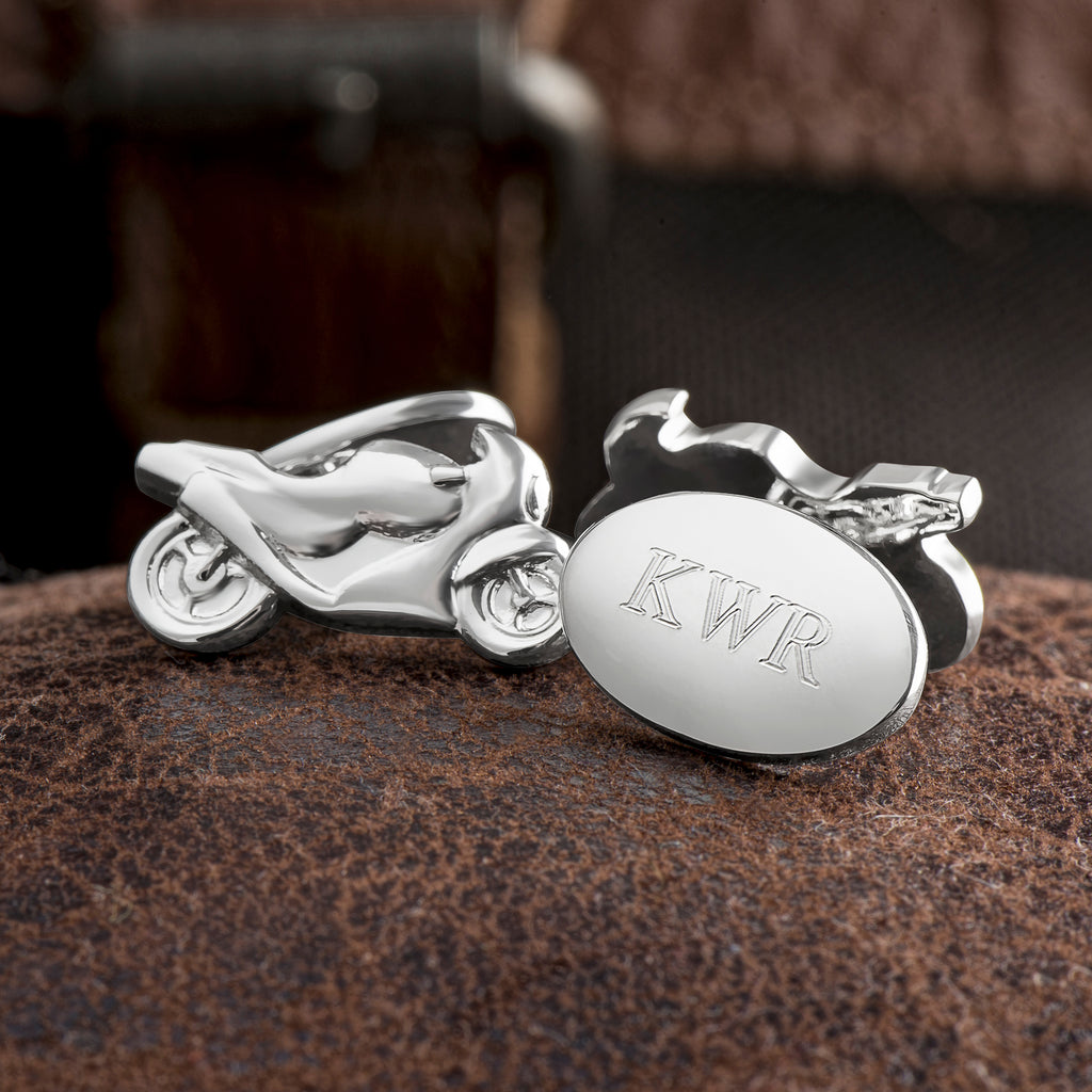 Silver Plated Motorbike Chain Cufflinks (Engraved) – The Cufflink Store