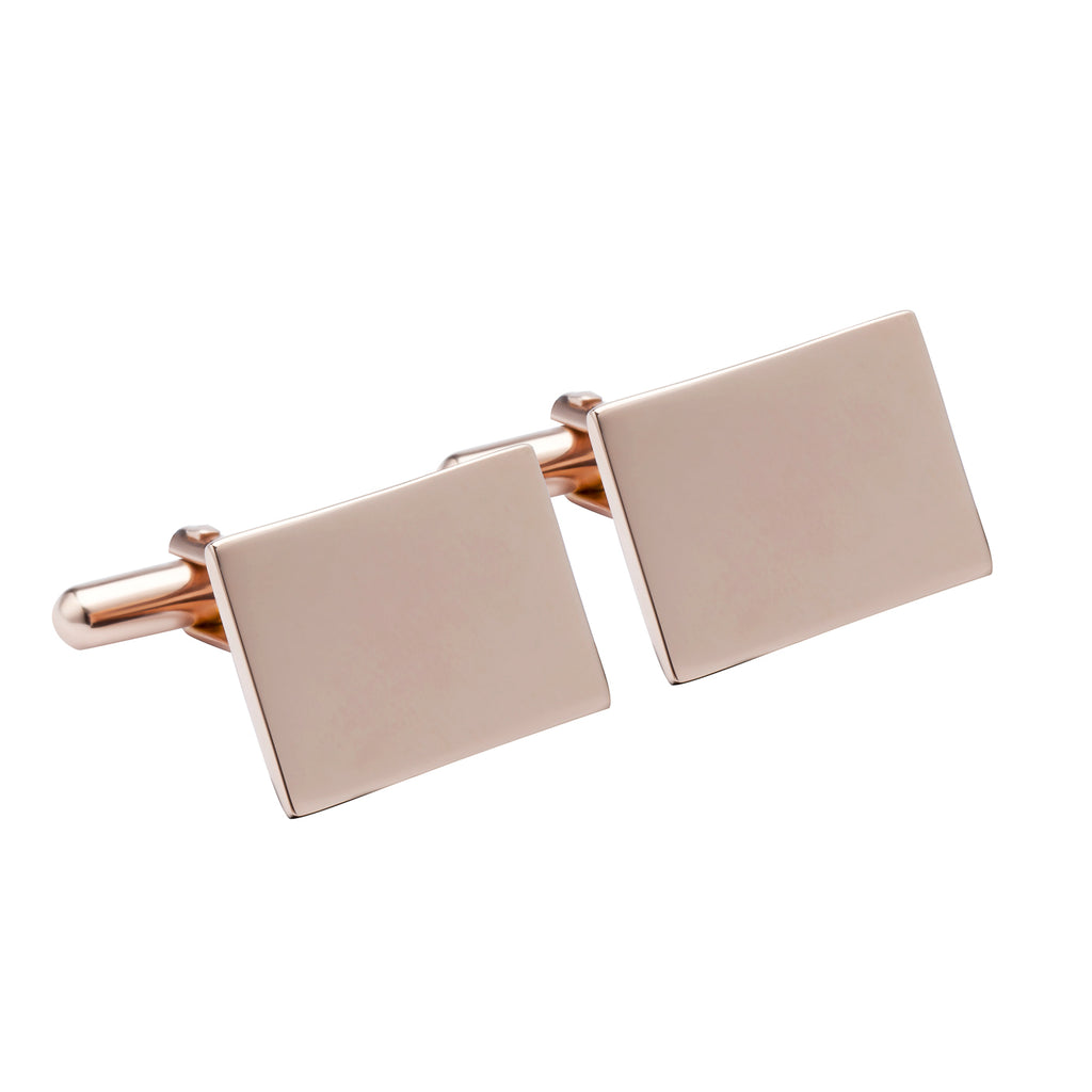 Sterling Silver Rose Gold Rectangle Engraved Cufflinks – The Cufflink Store
