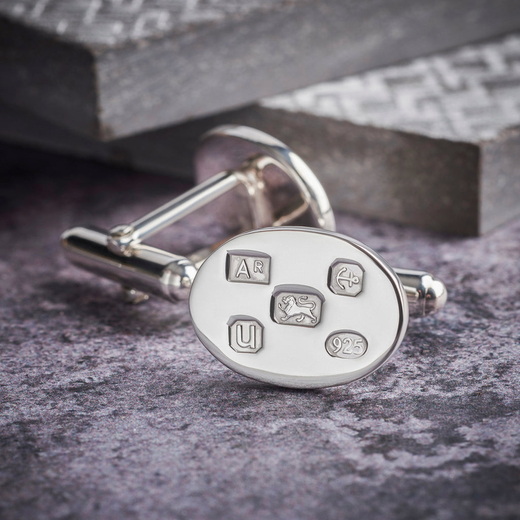 Sterling Silver Oval Feature Hallmarked Cufflinks – The Cufflink Store