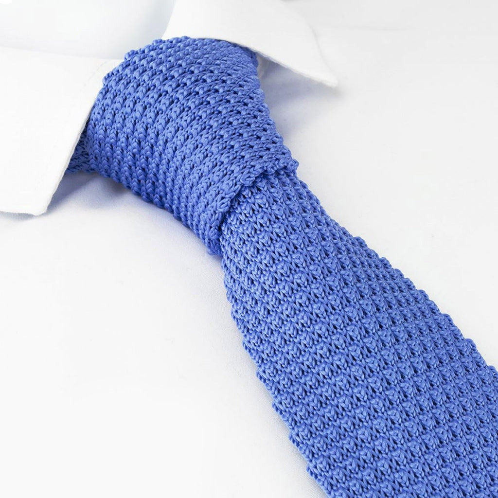 Blue Knitted Square Cut Tie – The Cufflink Store