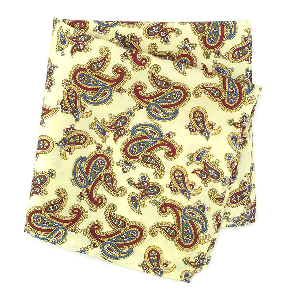 Pastel Yellow Silk Handkerchief with Large Paisley Design – The ...