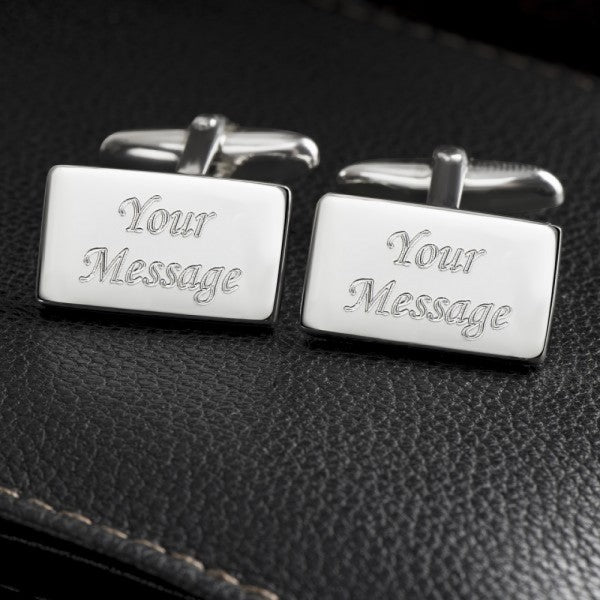 Rectangle Engraved Sterling Silver Plated Cufflinks – The Cufflink Store